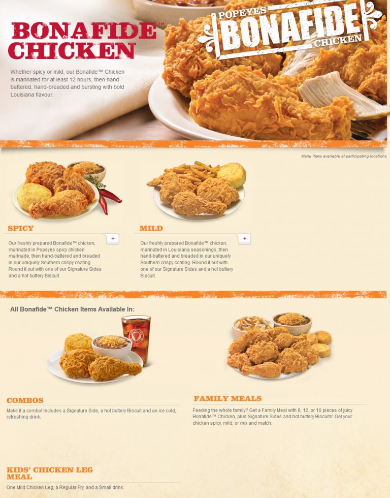 Popeyes Menu and Specials