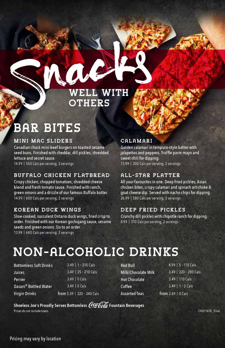 Shoeless Joe's Menu Prices & Specials