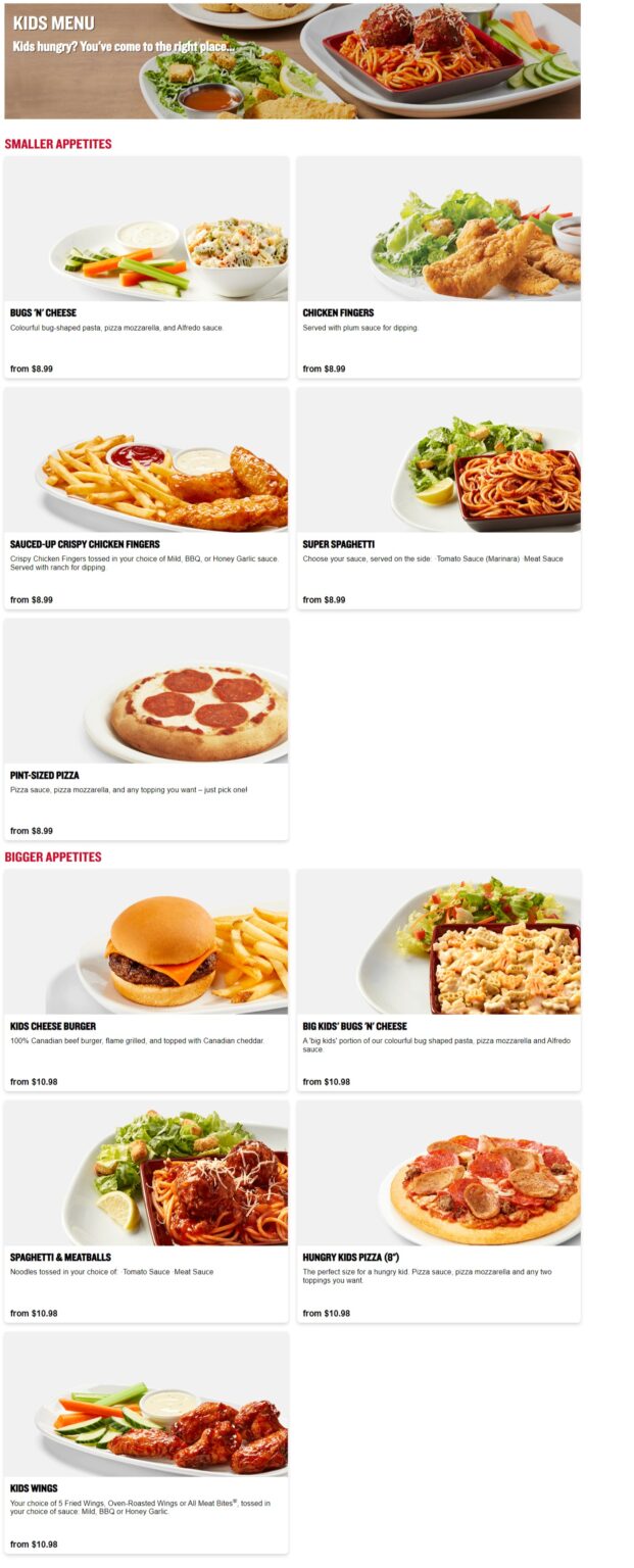 Boston Pizza Menu Prices Canada