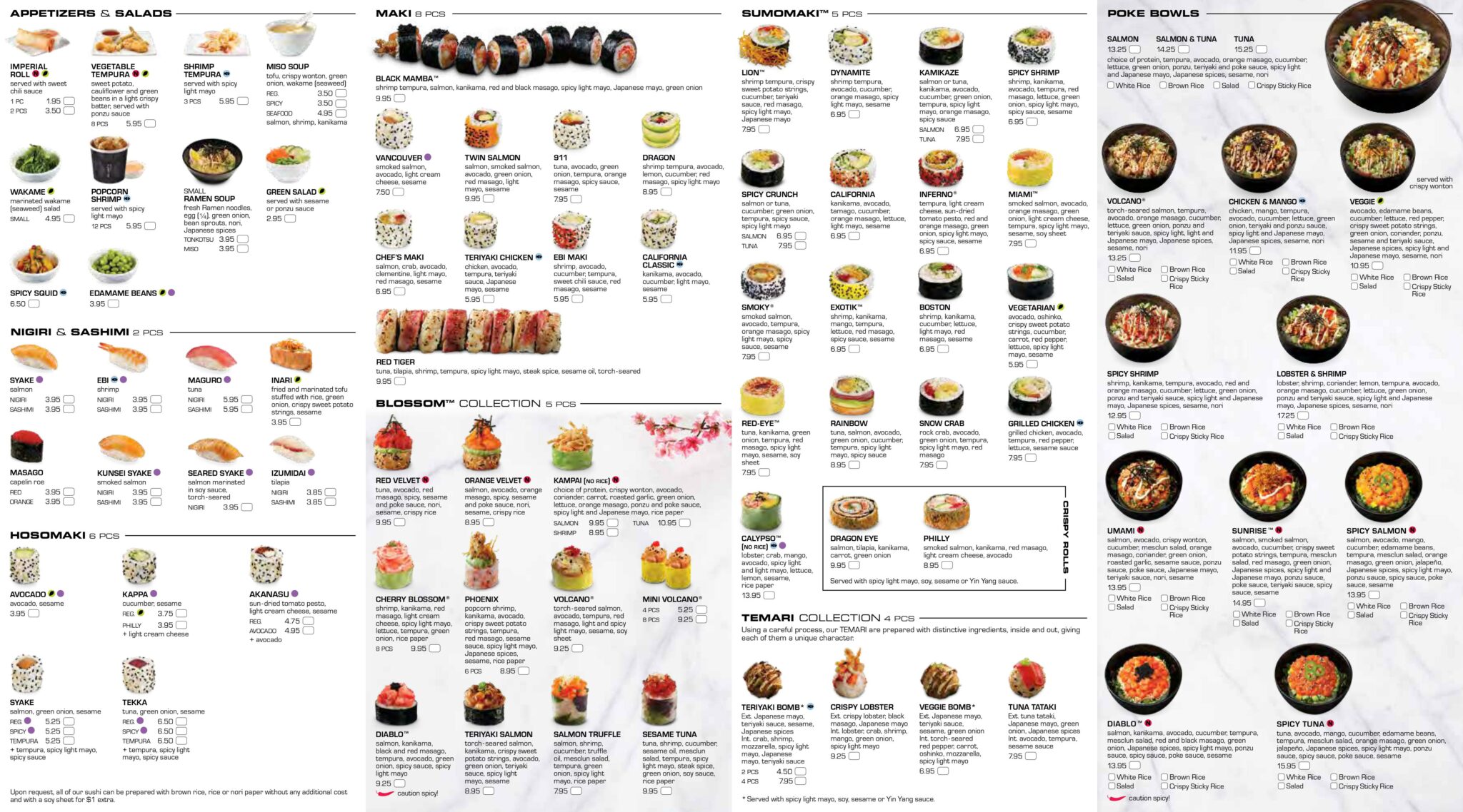 Sushi Shop Menu & Prices Canada