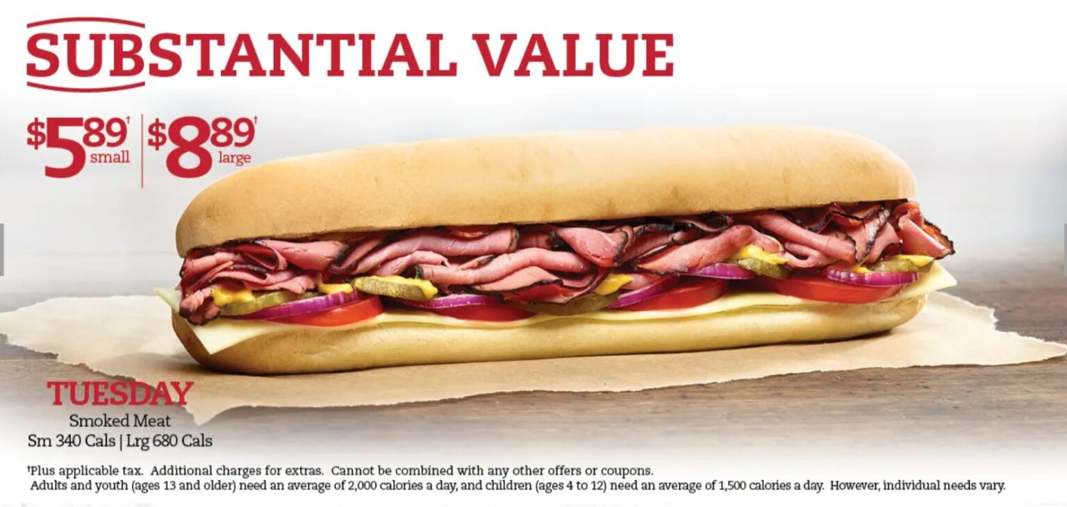 Mr. Sub Menu and Sub of the Day Deal in Canada