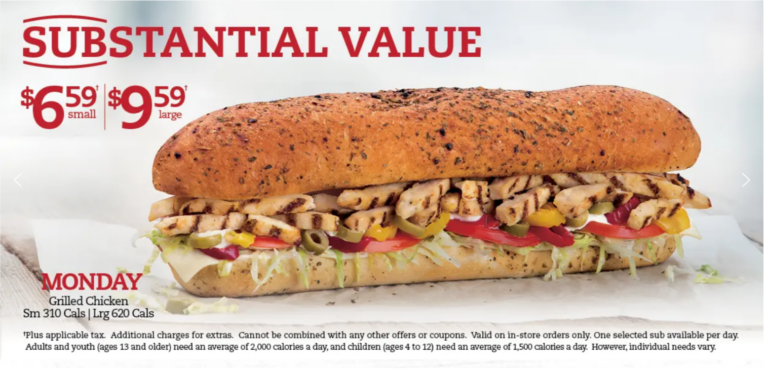 Mr. Sub Menu and Sub of the Day Deal in Canada