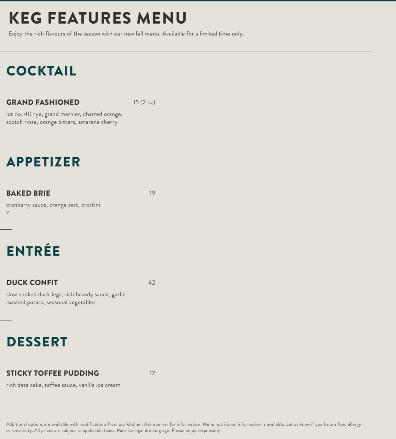 The Keg Menu Prices Canada