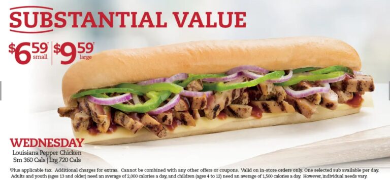 Mr. Sub Menu and Sub of the Day Deal in Canada